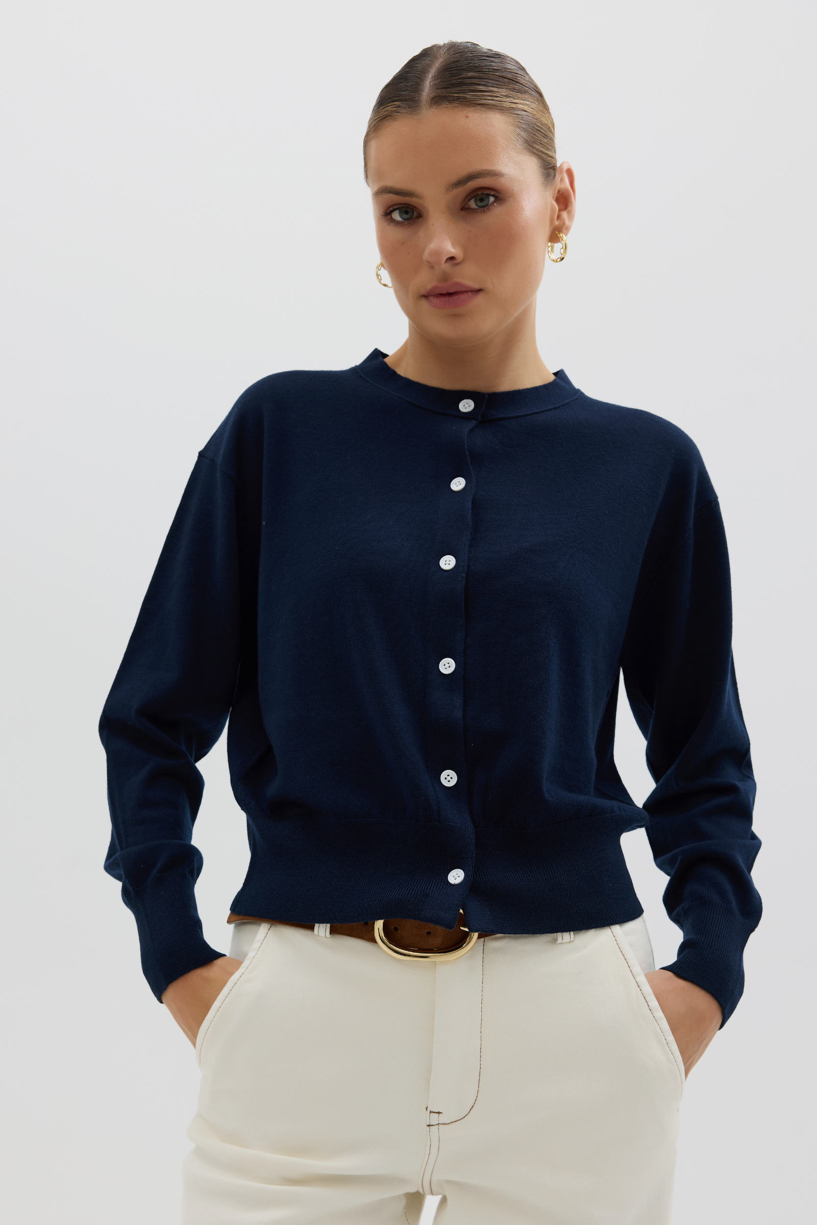 Iris & Wool - Classic Cardigan - Navy - Coko Store