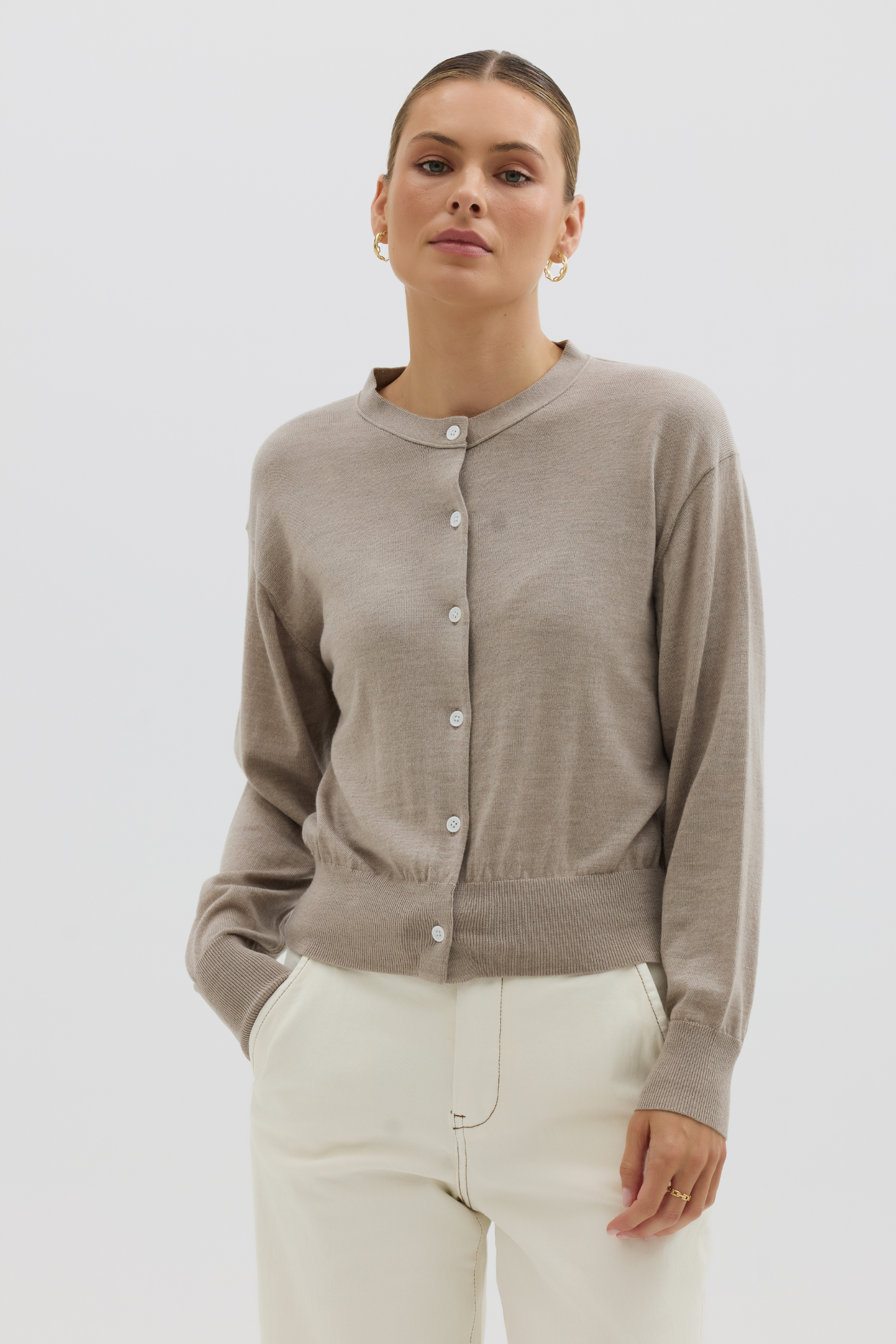 Iris & Wool - Classic Cardigan - Biscuit - Coko Store