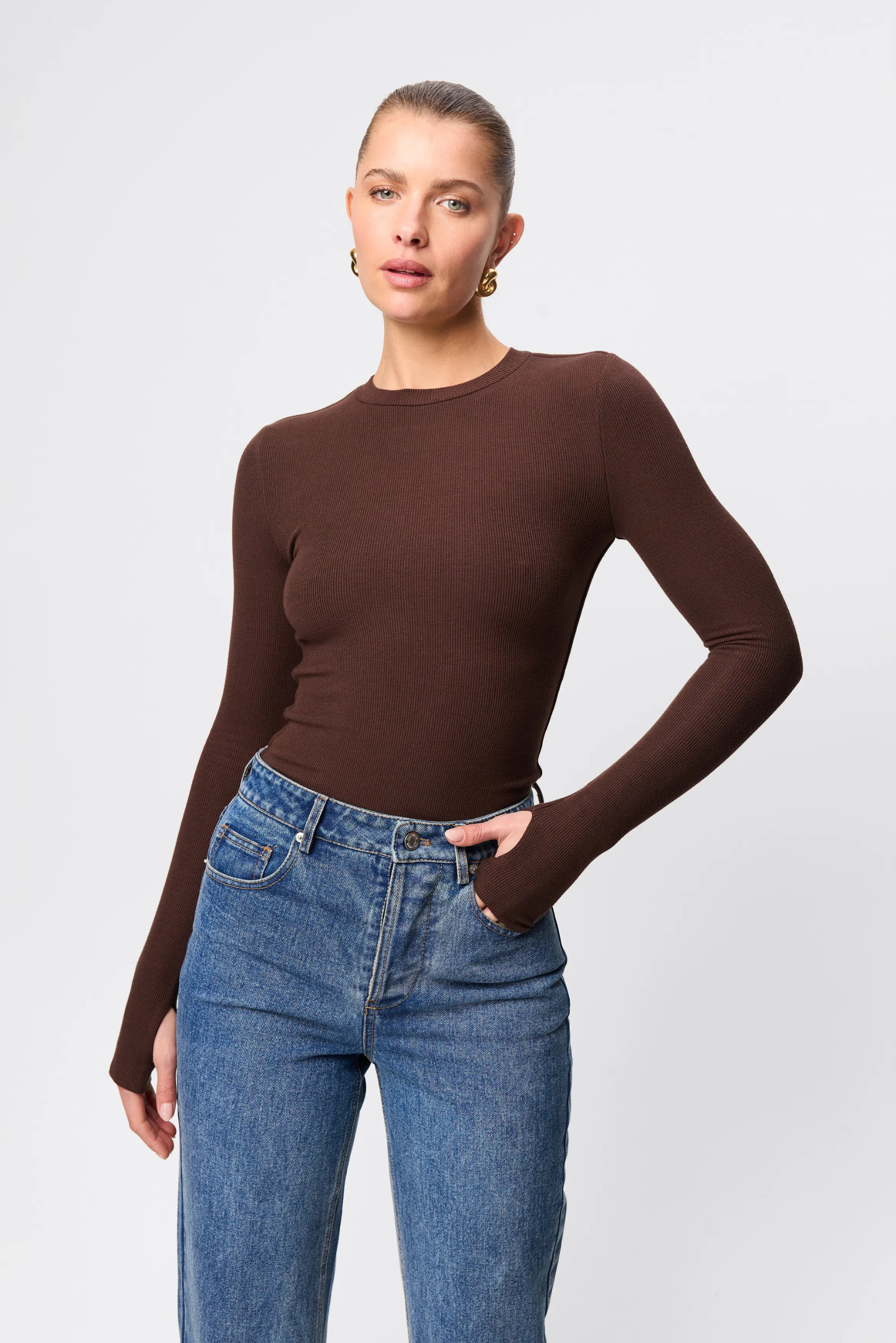 Mossman - Brooklyn Ribbed Fitted Top - Navy - Coko Store